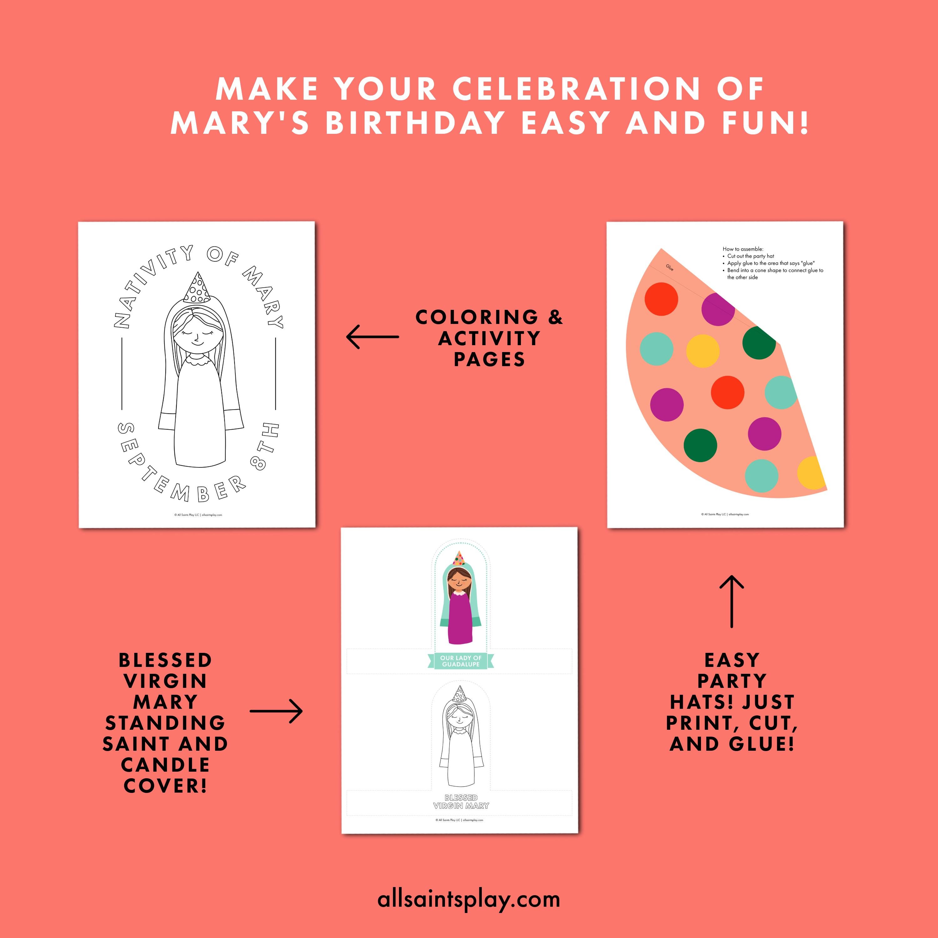 Mary's Birthday Party Celebration Kit | Nativity of the Blessed Virgin ...