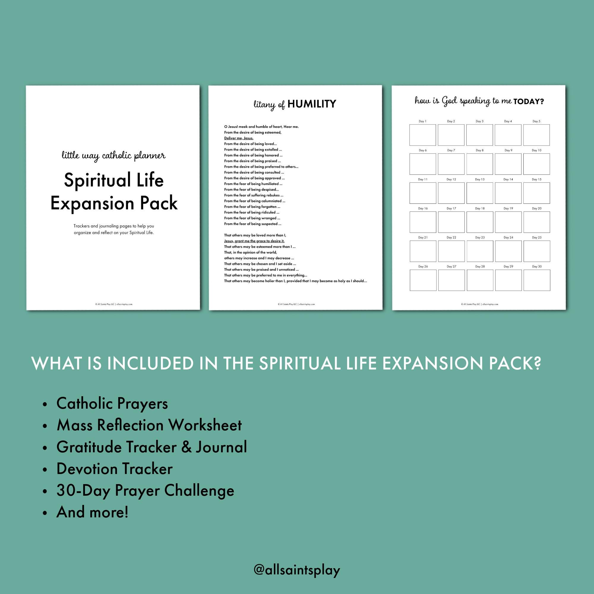Spiritual Life Expansion Pack for Little Way Catholic Planner | Prayer ...
