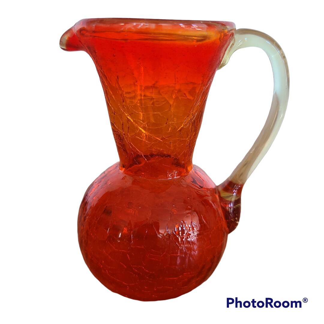 Mini Crackle Glass Pitcher, Mini Floral Vase, Boho, Shabby Chic, Window ...