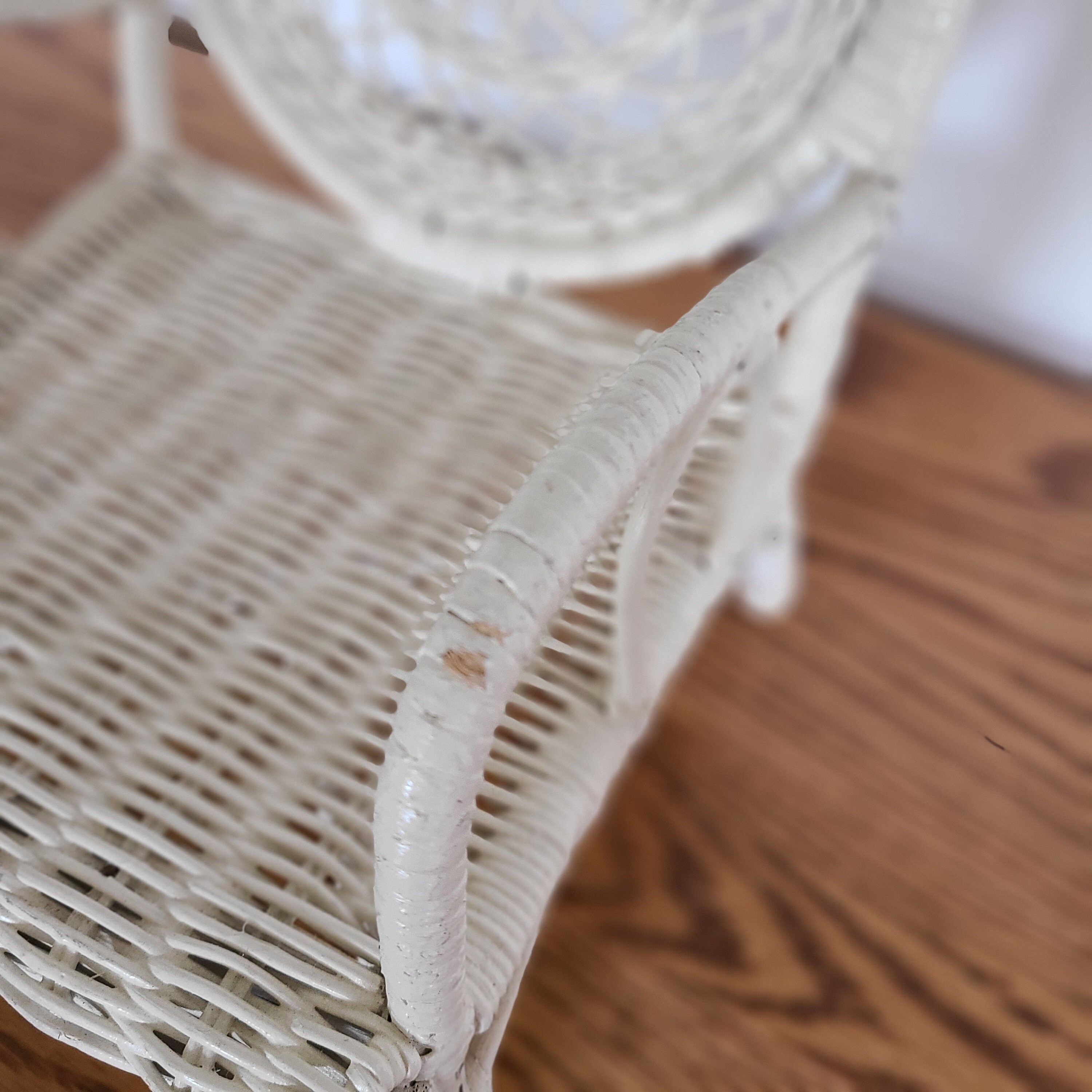 Vintage White Wicker Chair Doll Furniture, Wicker Doll Chair for ...