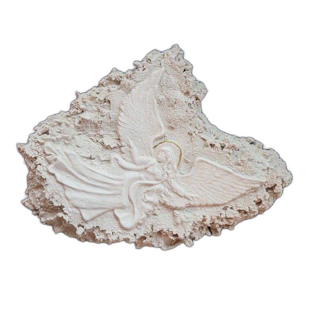 Sandstone Angel With Golden Halo Wall Mural Sculpture Vintage From 1998 ...