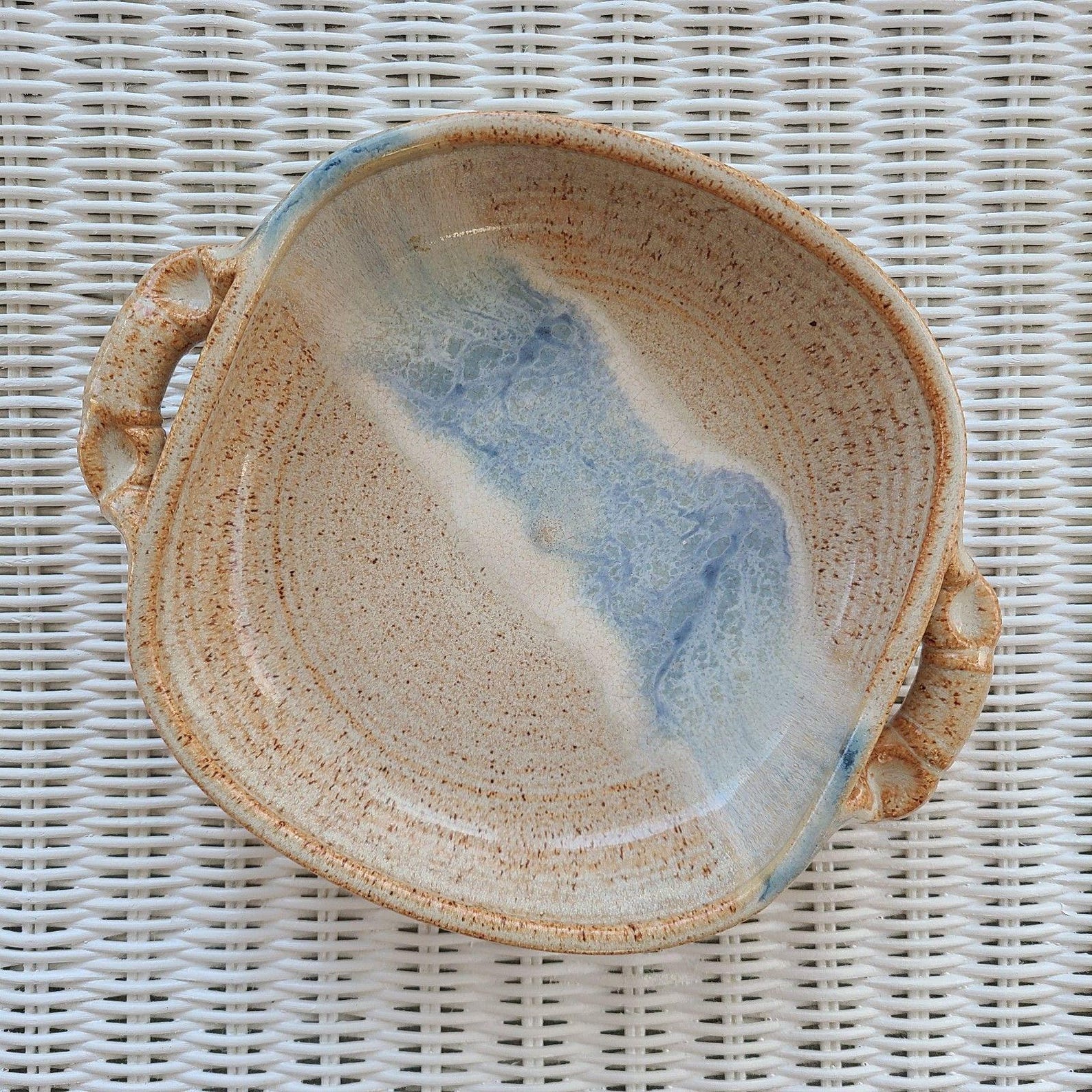 Vintage Clay Pottery Two-handled Square Dish Earthy Colors Artisan ...
