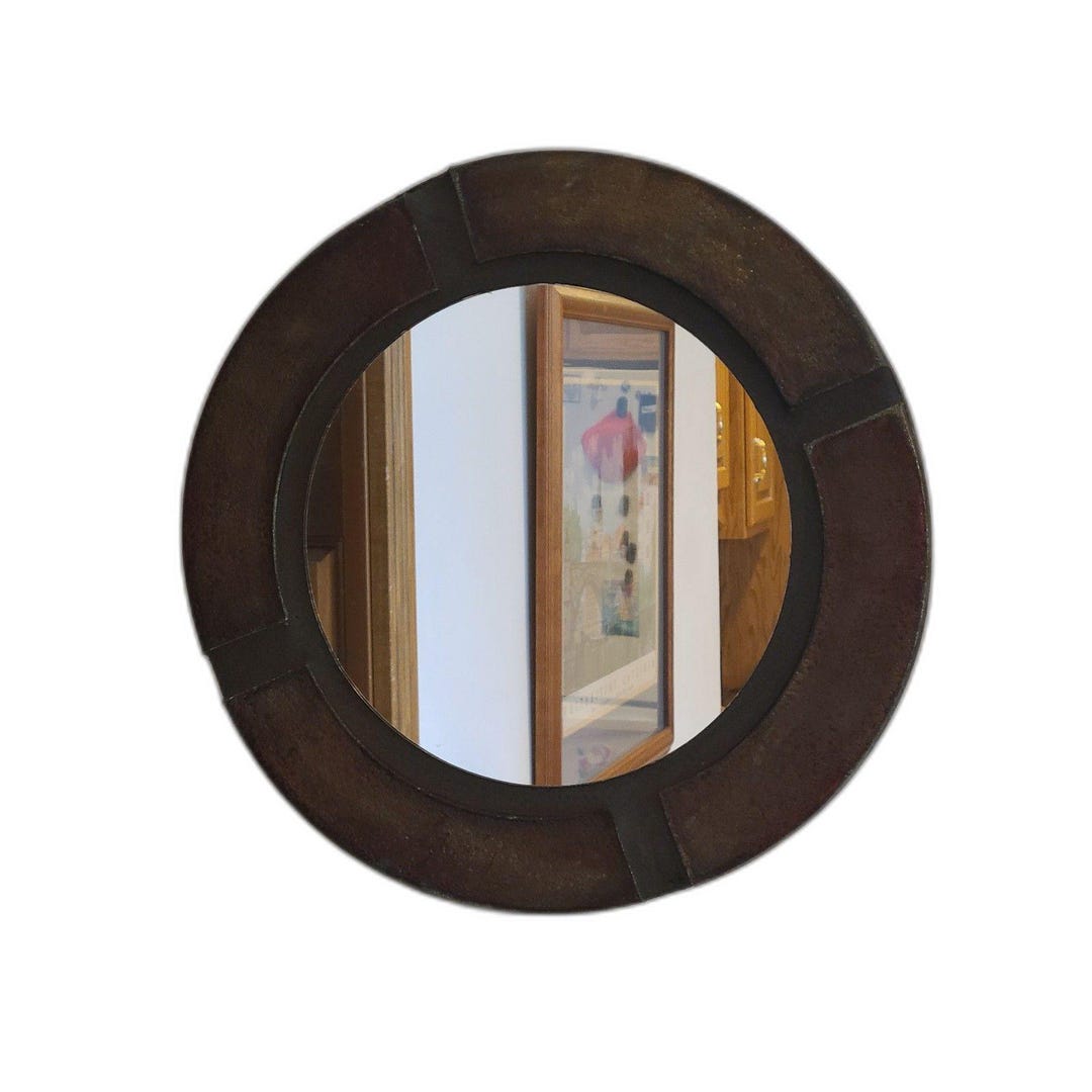 Vintage Signed Artisan Decorative Round Frame Wall Mirror Home Wall ...