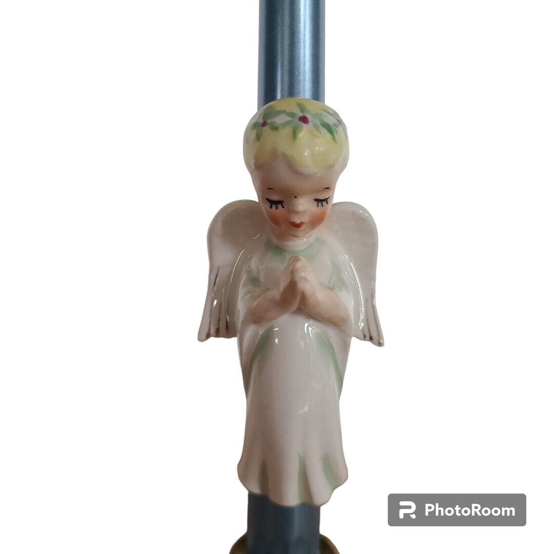 Vintage Lefton Porcelain Praying Angel Napkin Ring or Candle Decoration ...