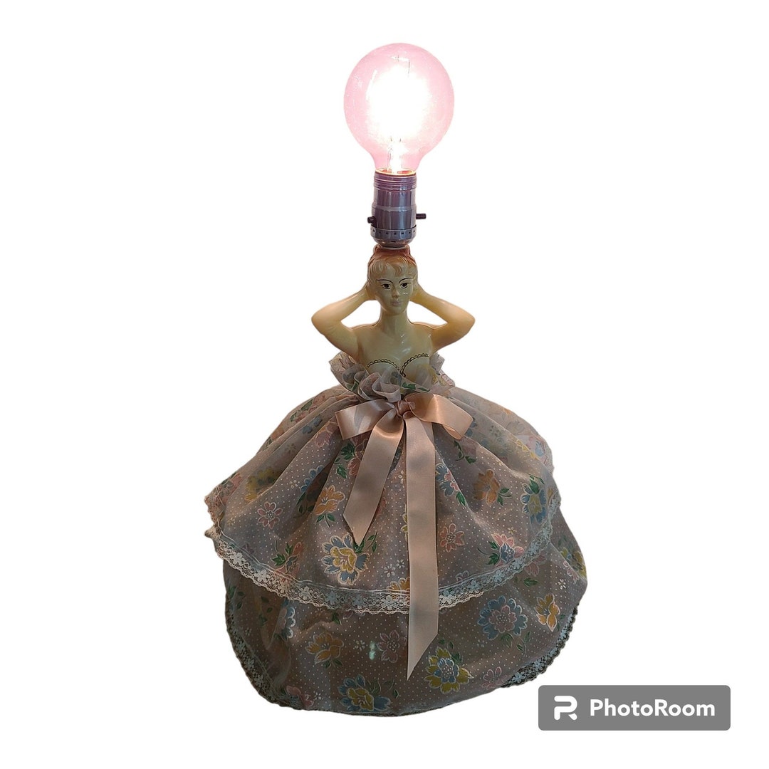 Vintage Lady in Dress MCM Lamp, Celluloid Plastic Lady in A Dress Lamp ...