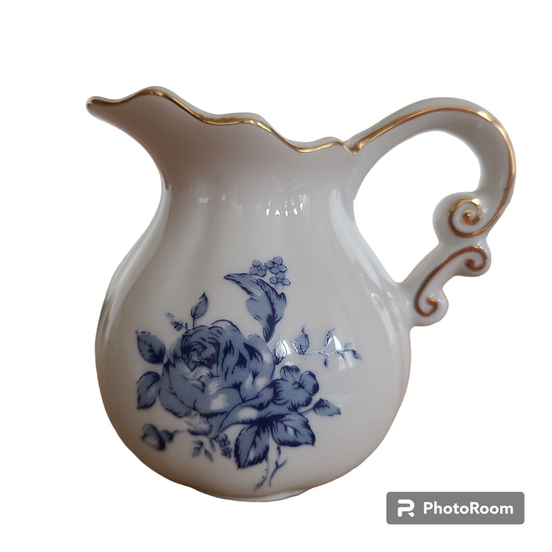 Vintage Blue and White Mini Pitcher Candle, Unlit Wax Candle in Ceramic ...