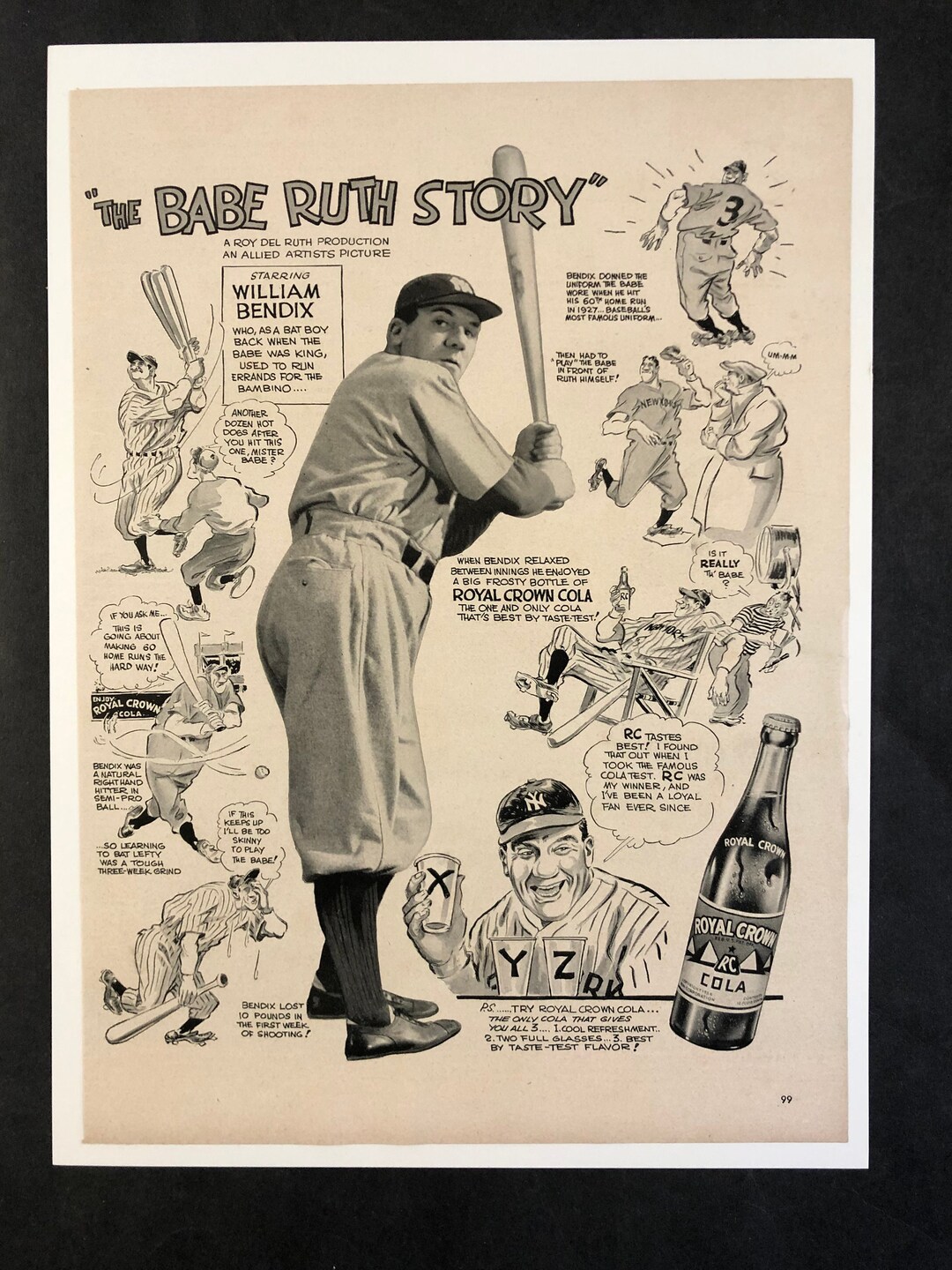 1948 Vintage Ad the Babe Ruth Story Royal Cola William - Etsy