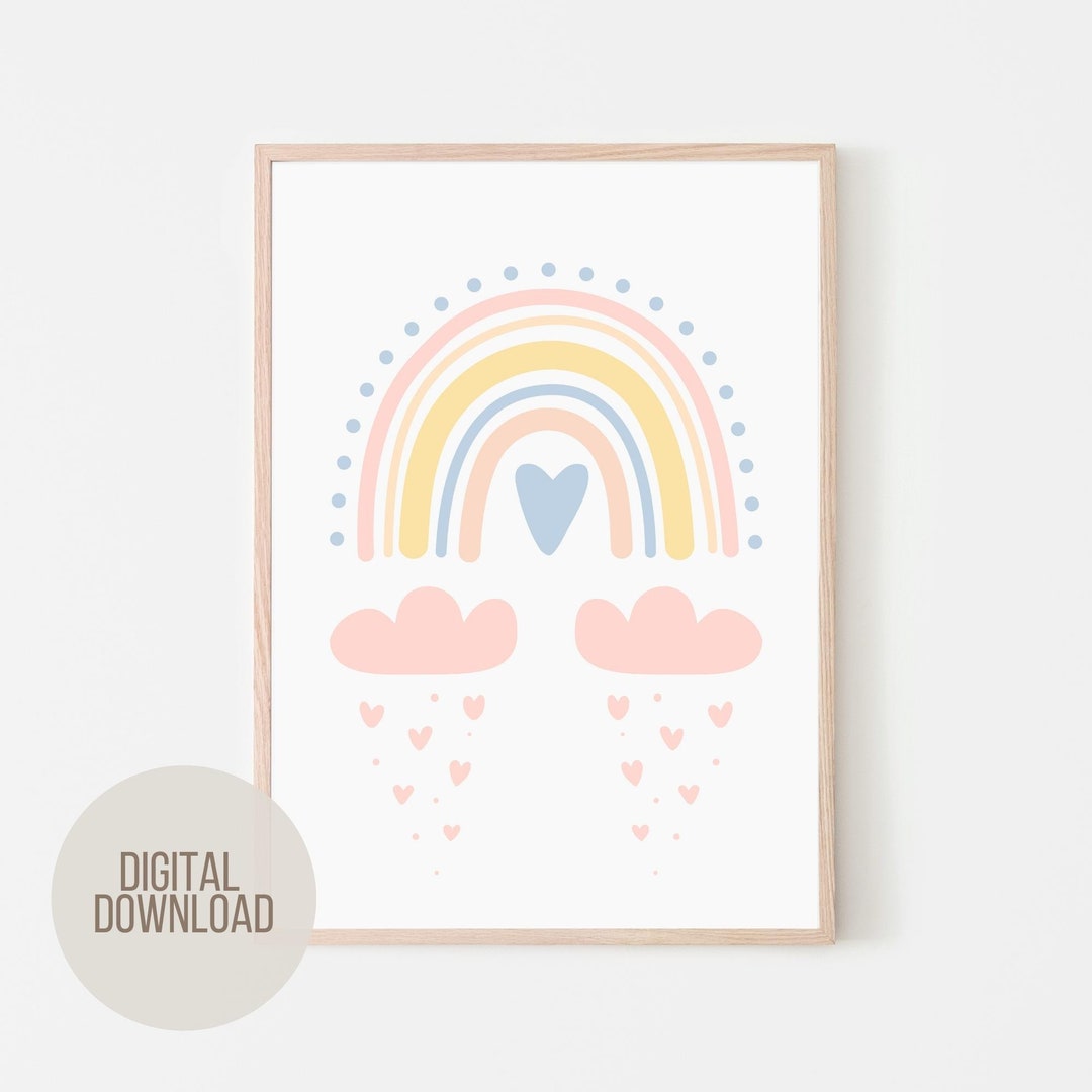 Pastel Boho Rainbow Nursery Printable Wall Art |DIGITAL DOWNLOAD, Girl ...