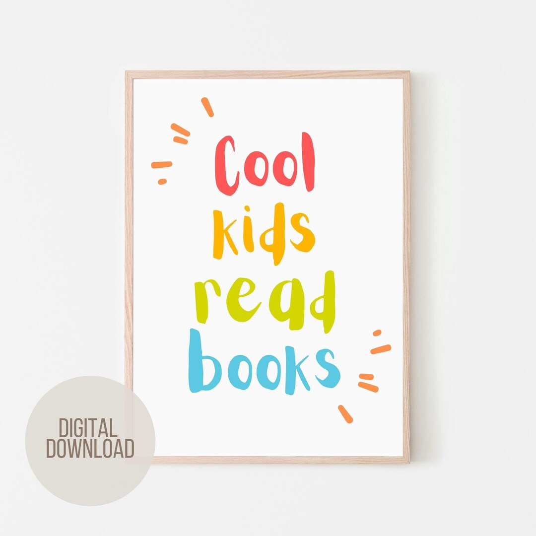 Cool Kids Read Books Wall Prints |DIGITAL DOWNLOAD, Home Library, Book ...