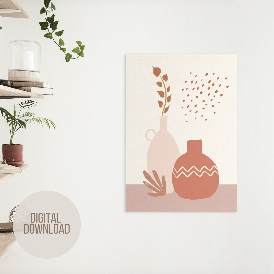 Boho Vase Wall Art Print | Digital Download, Abstract Printable Art ...