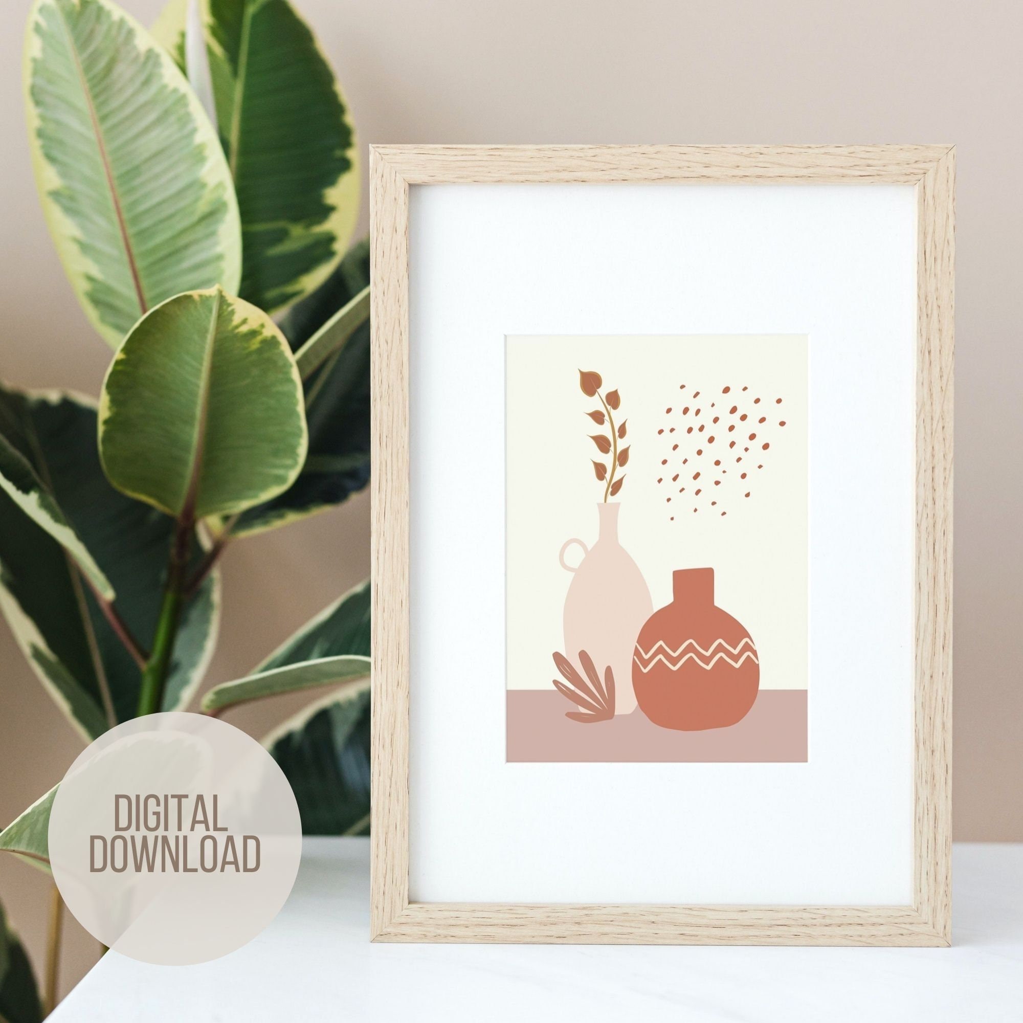 Boho Vase Wall Art Print | Digital Download, Abstract Printable Art ...