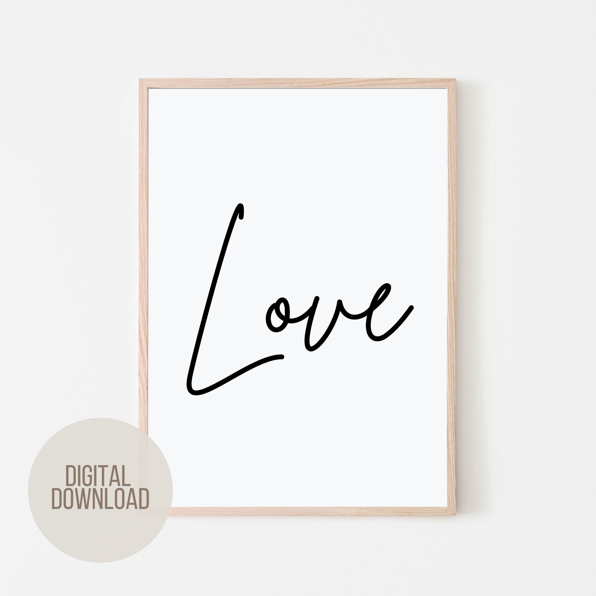 Love Typography Poster DIGITAL DOWNLOAD Line Art Black and - Etsy