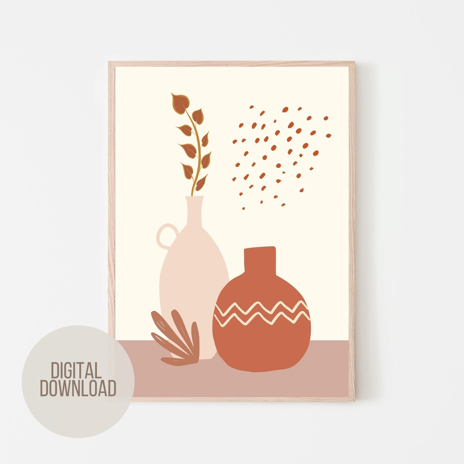 Boho Vase Wall Art Print | Digital Download, Abstract Printable Art ...