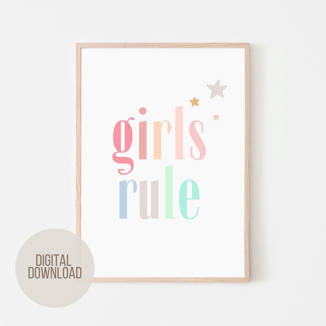 Girls Rule, Girl Power, Sister Printable Wall Art |DIGITAL DOWNLOAD ...