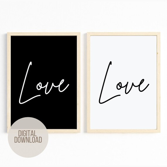 Love Typography Poster DIGITAL DOWNLOAD Line Art Black and - Etsy
