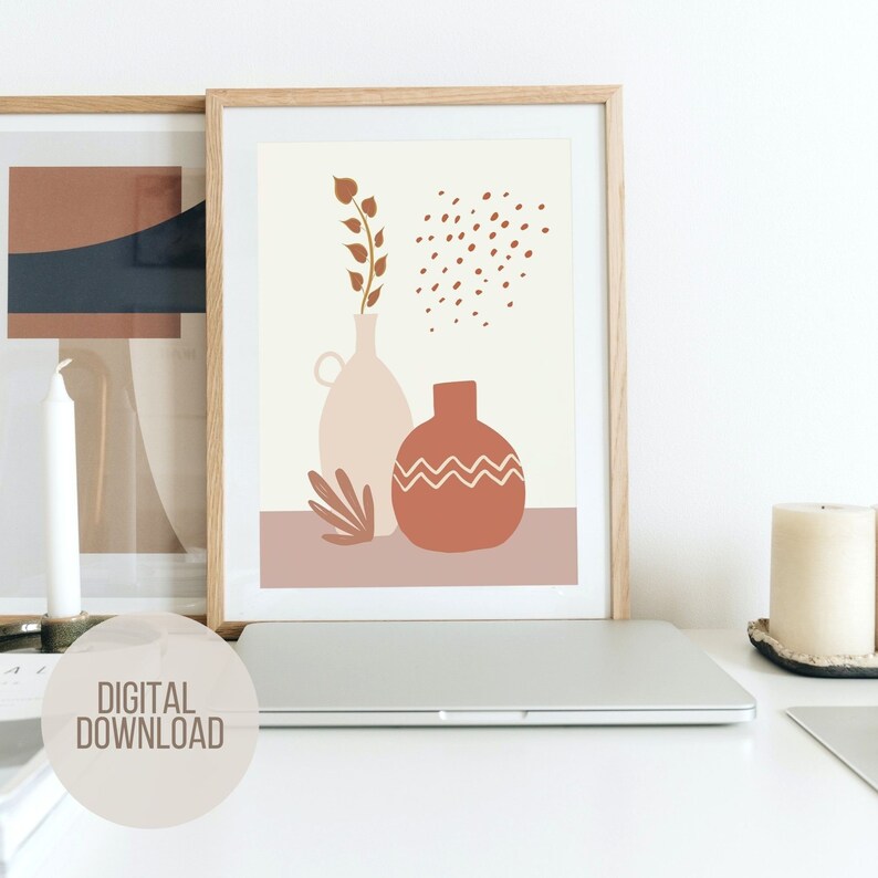 Boho Vase Wall Art Print | Digital Download, Abstract Printable Art ...