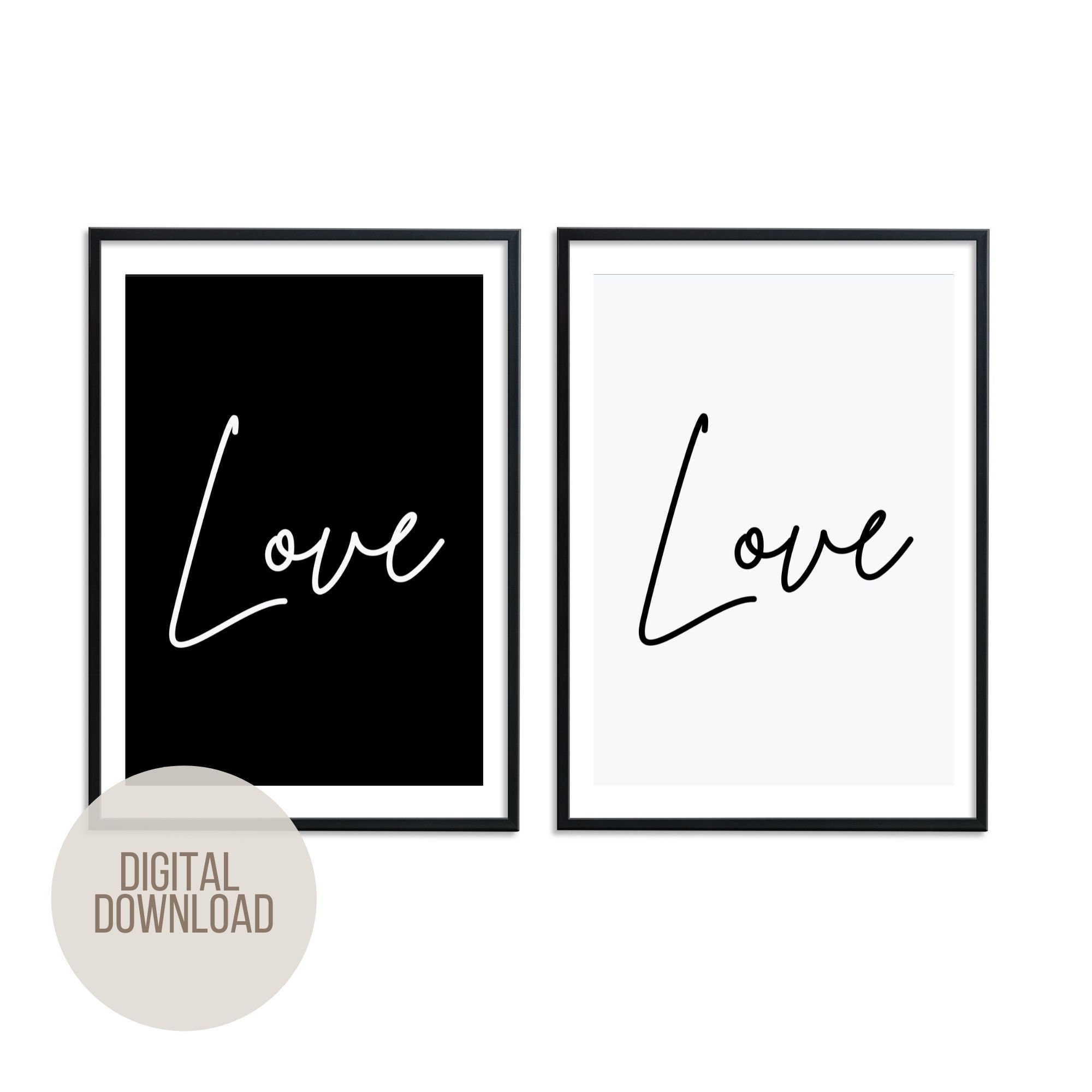 Love Typography Poster DIGITAL DOWNLOAD Line Art Black and - Etsy