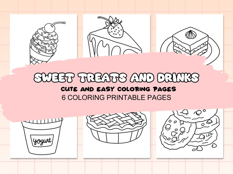 Sweet Treats Coloring Pages: Cozy Food Illustrations (PDF Pattern ...