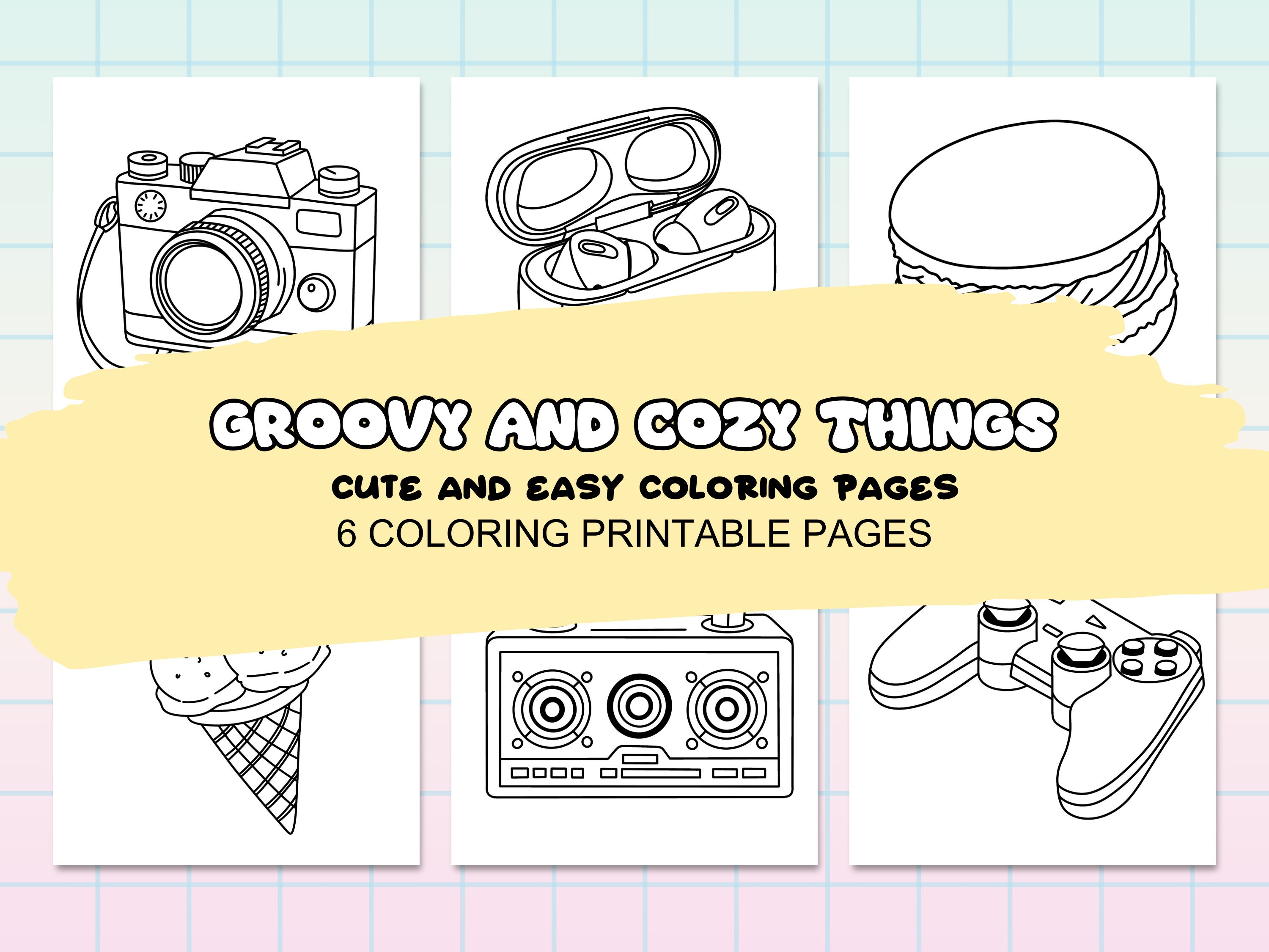 Groovy Things Coloring Pages for Kids and Adults, Cute and Cozy ...