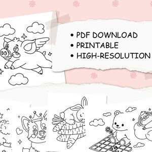 Coloring Pages for Kids and Adults, Adorable Fuzzy Friends Coloring ...