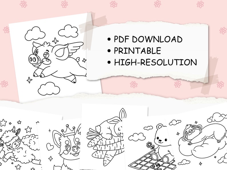 Coloring Pages for Kids and Adults, Adorable Fuzzy Friends Coloring ...