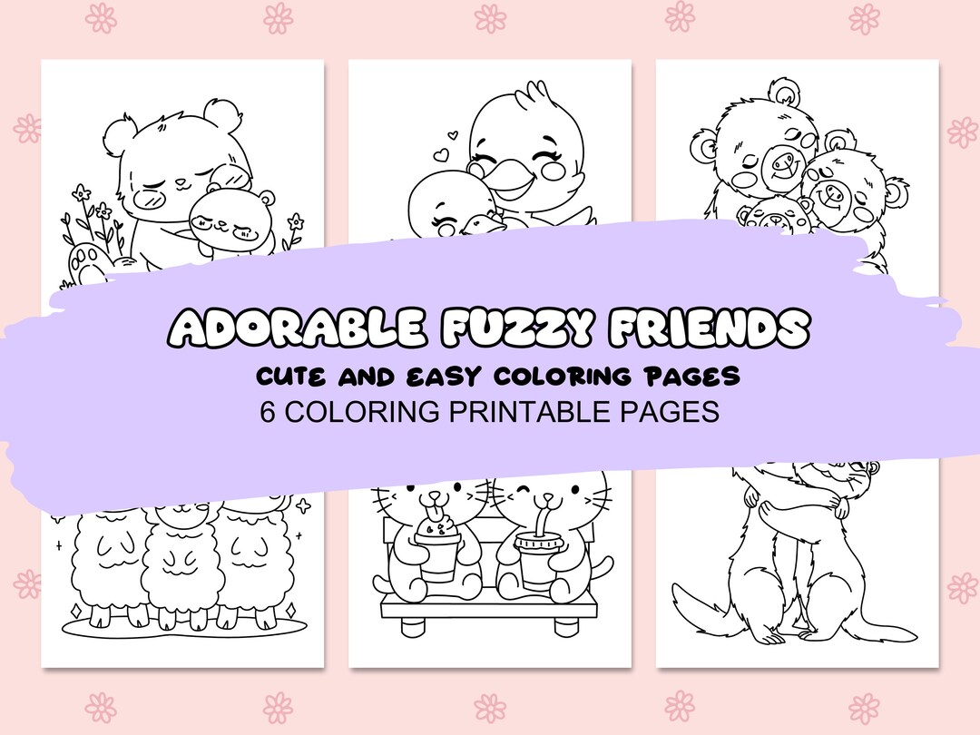 Adorable Animal Friends Coloring Pages for Kids and Adults, Relaxation ...