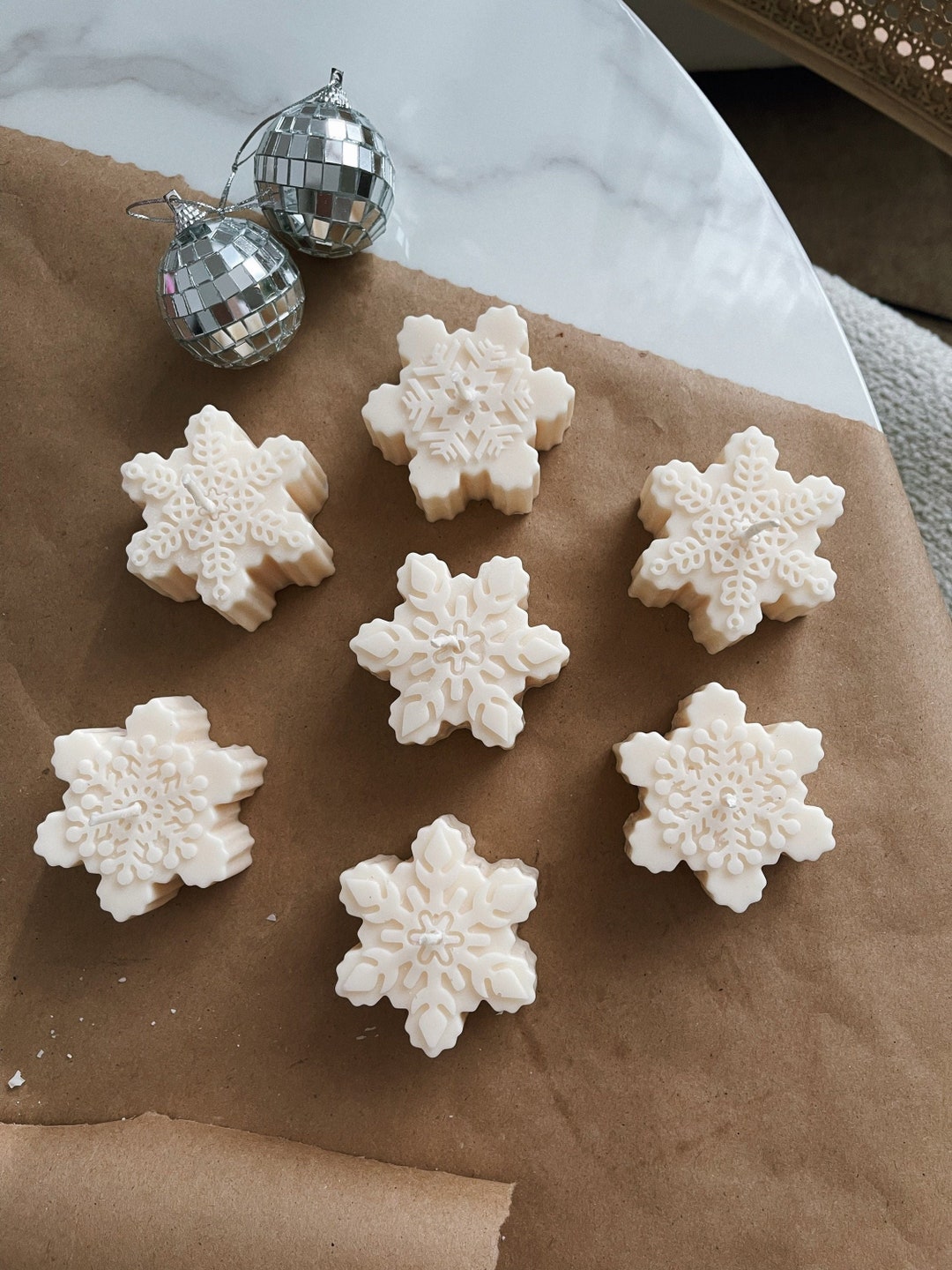 SNOWFLAKE CANDLE Small Winter Holiday Candle, Christmas Candle ...