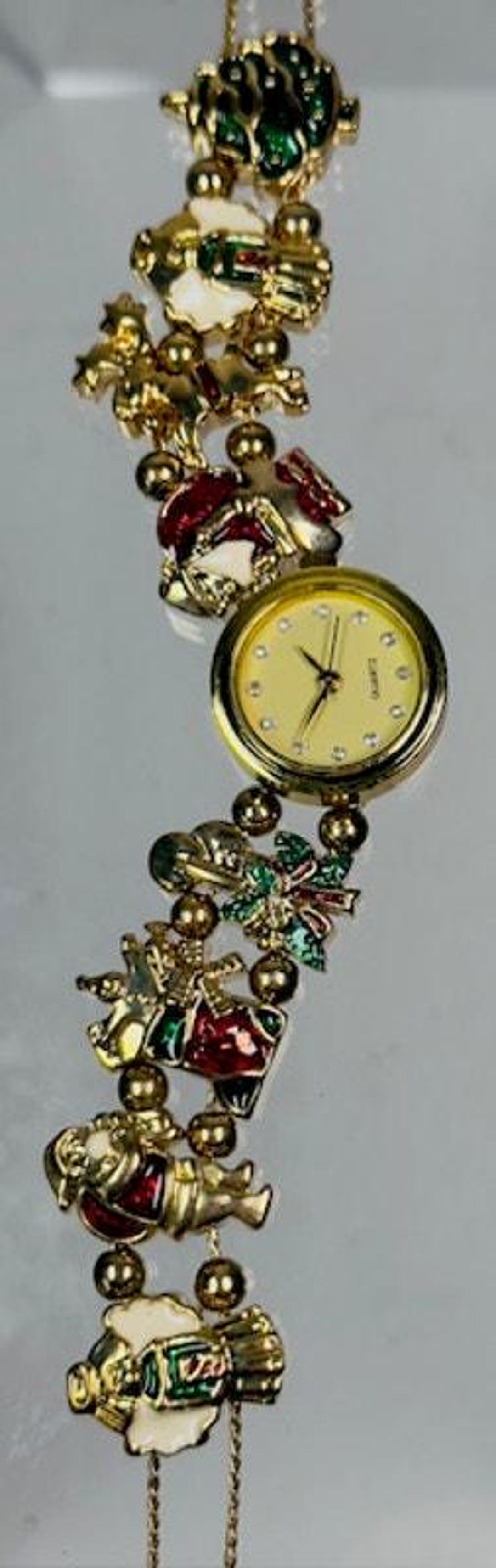 Quartz Gold Plated Ladies Christmas Wrist Watch W/sliding Charms - Etsy