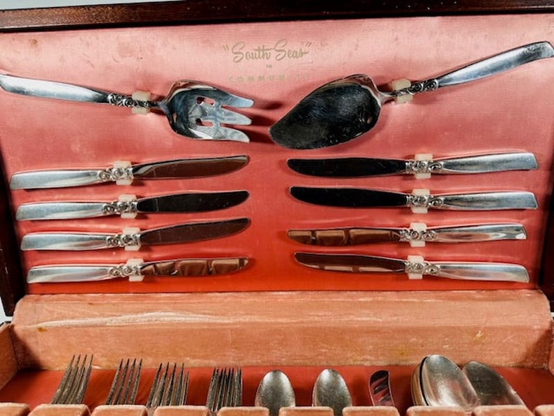 44 Pc Set Community South Seas Silverplate Flatware W/original Chest - Etsy