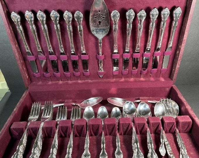 67 Pc Set Community Affection Silverplate Flatware W/chest - Etsy