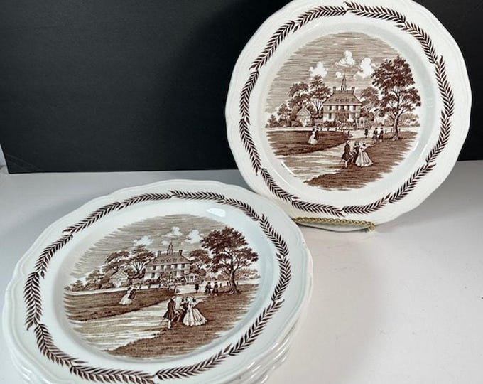 6 J & G Meakin Colonial Brown 10 1/4” Dinner Plates English Ironstone ...