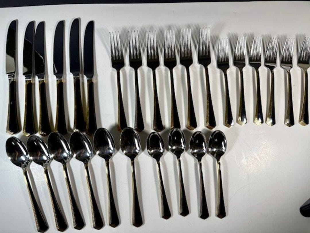 28 Pc Set Patrick Yamazaki Ramona Black Flatware 18/8 Japan - Etsy