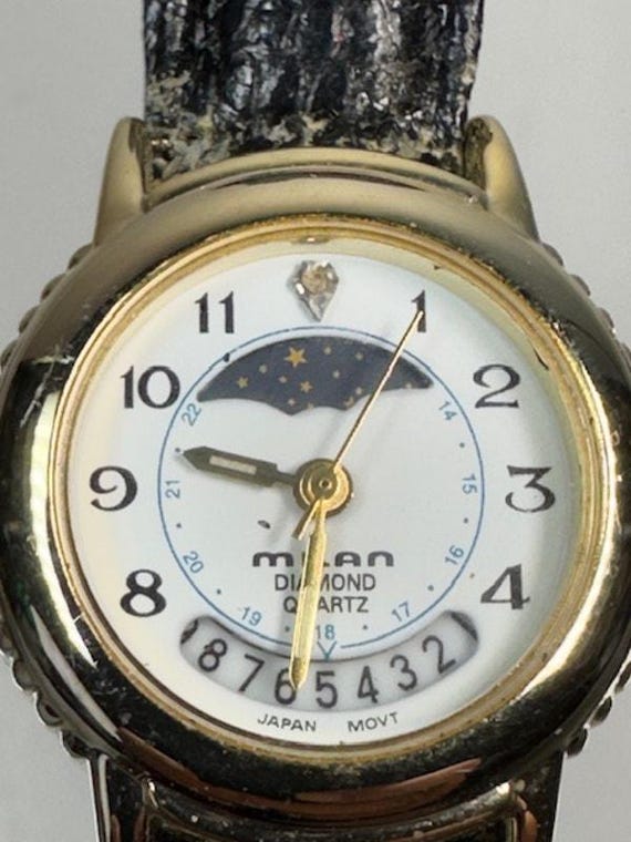 MILAN Diamond Quartz Ladies Wrist Watch Moon Phase Da… - Gem
