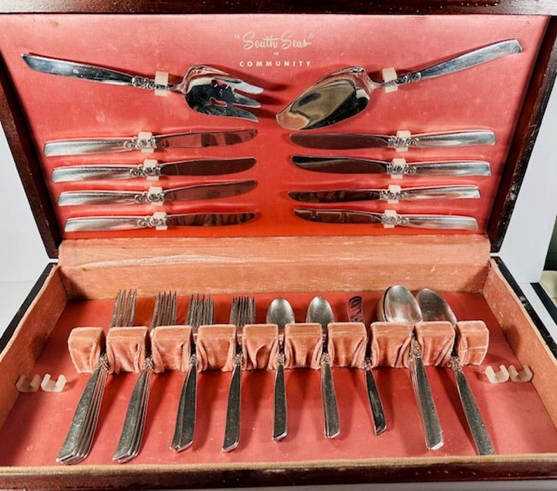 44 Pc Set Community South Seas Silverplate Flatware W/original Chest - Etsy