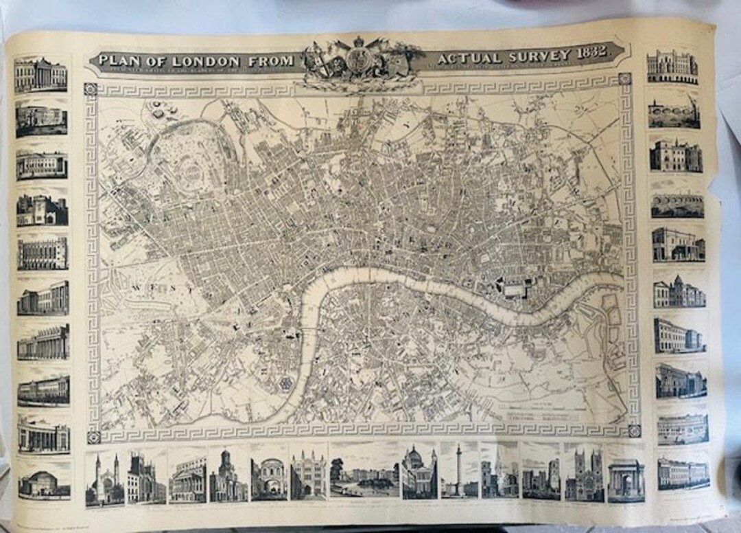 Plan of London From Actual Survey 1832 United Kingdom Newspaper Map 34 ...