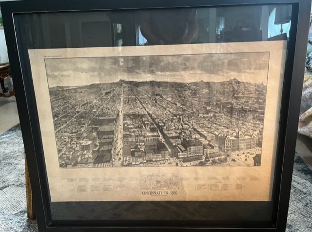 Rare Engraving Bird's Eye View Map of Cincinnati, 1886 - Etsy