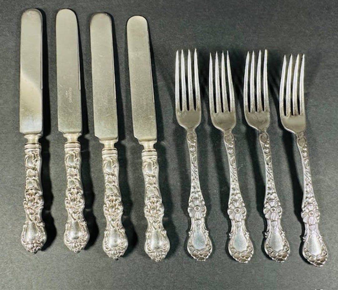 8 Pc R Wallace 1835 Floral Silverplate Forks-knives - Etsy