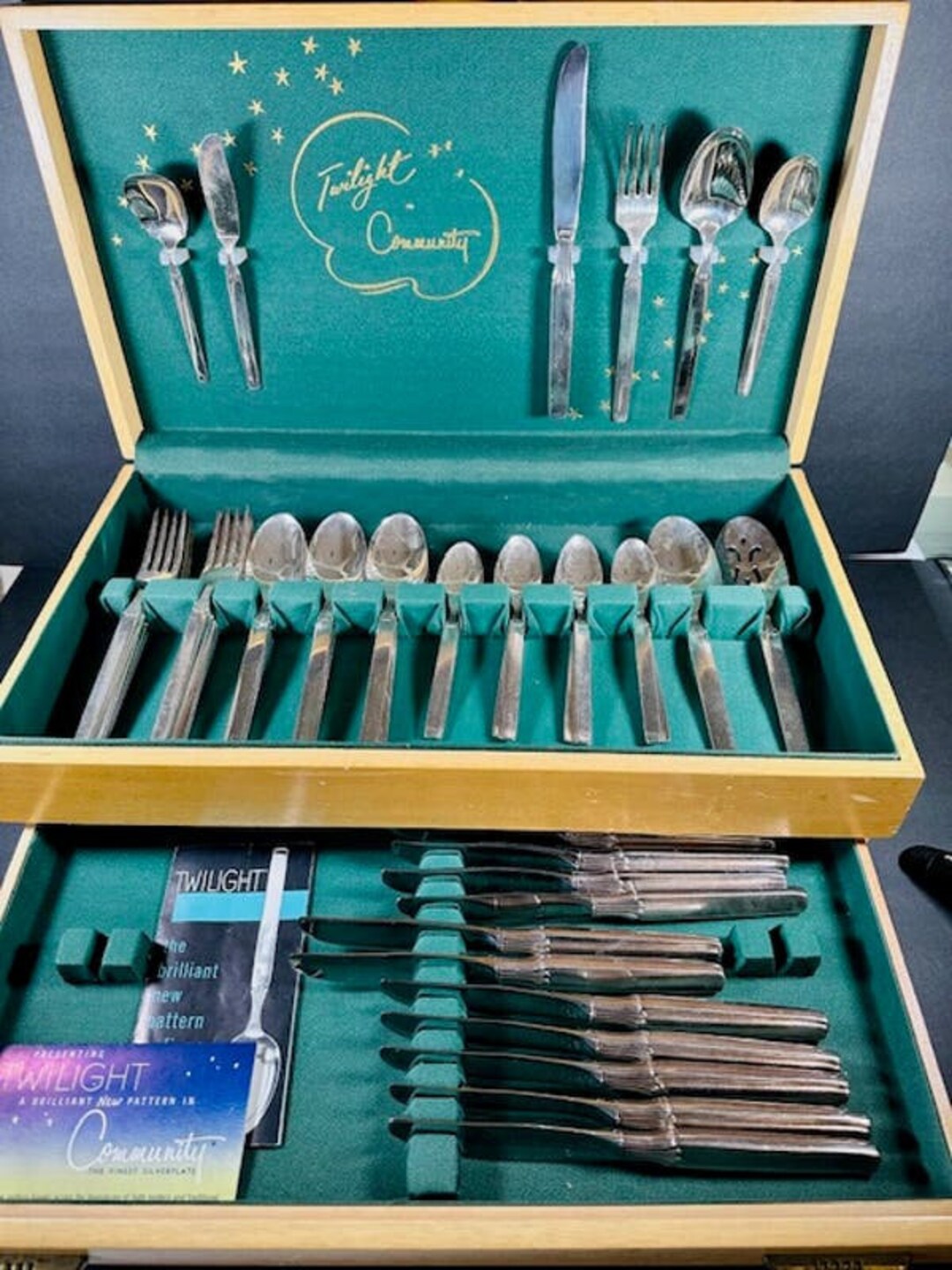 52 Pc Set Community Twilight Silverplate Flatware W/box - Etsy