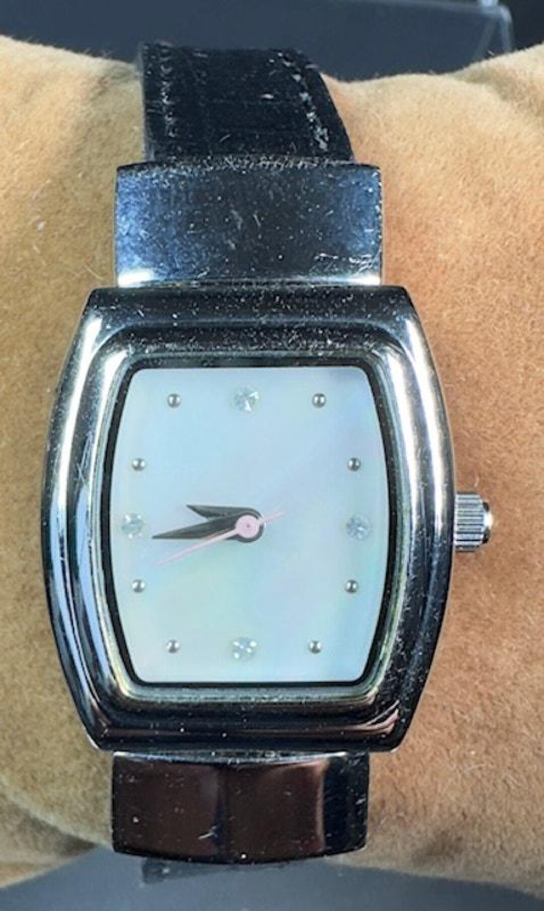 Mary Kay Watch Women Silver Tone MOP Dial Reversible Band New Battery 8 ...