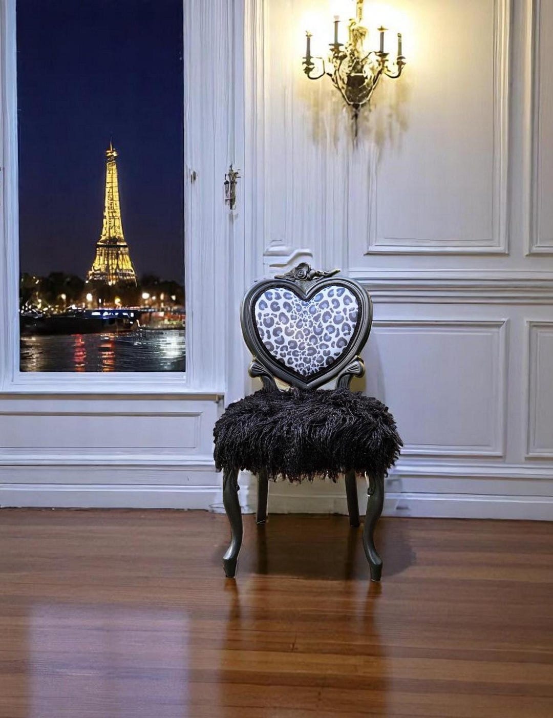 Vintage Kimball Vanity Chair – Custom Moth Embroidery & Mongolian Fur ...