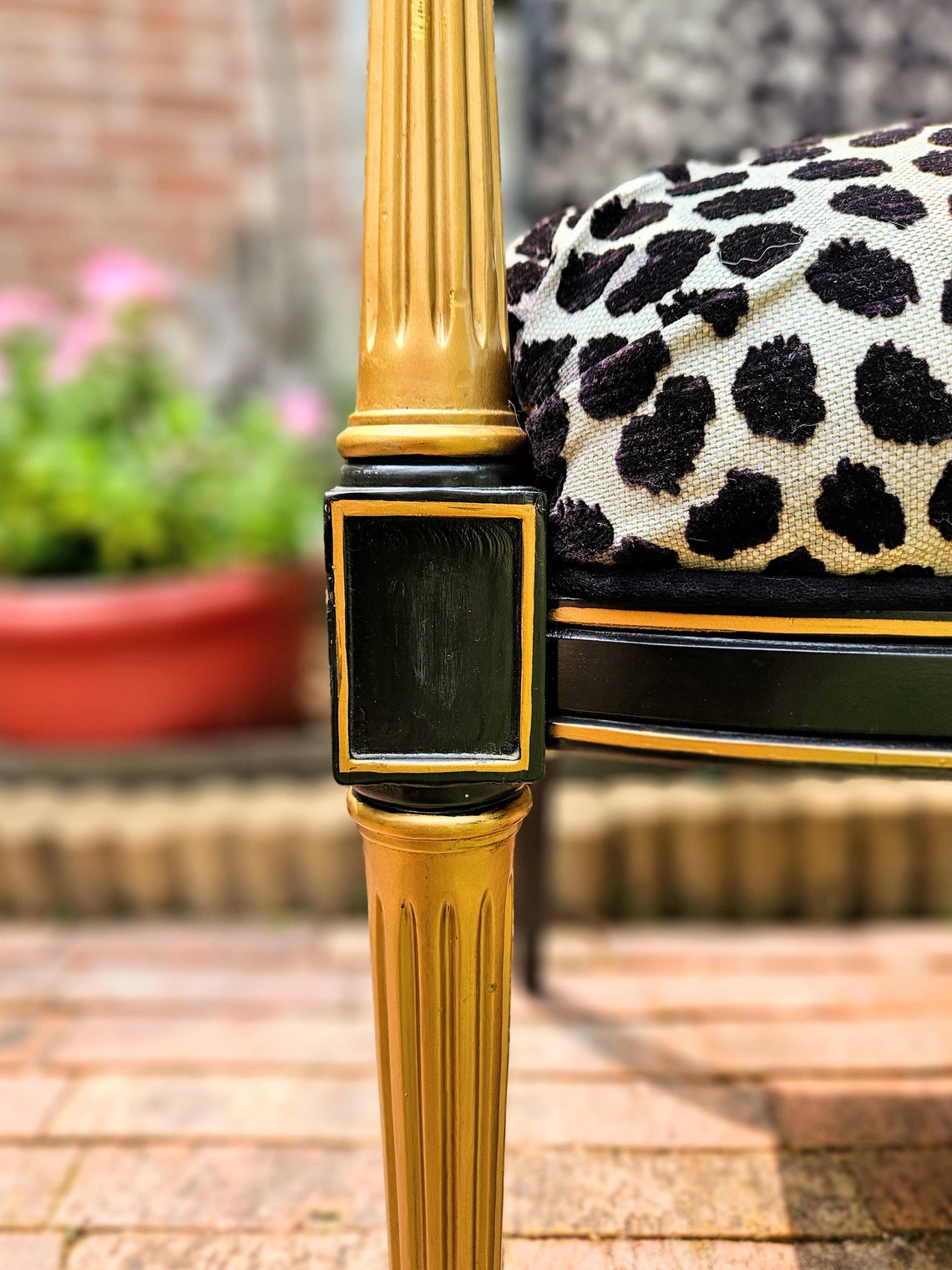 Customizable Black & Gold Leopard Print Arm Chair / Accent Chair ...