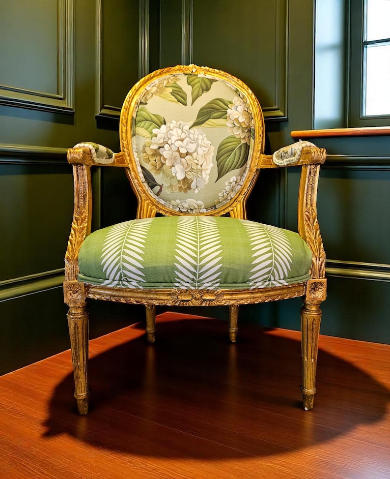 CUSTOM ORDER: Upholstered Chairs - Botanical Floral - French Country Cottage Accent Chairs ...