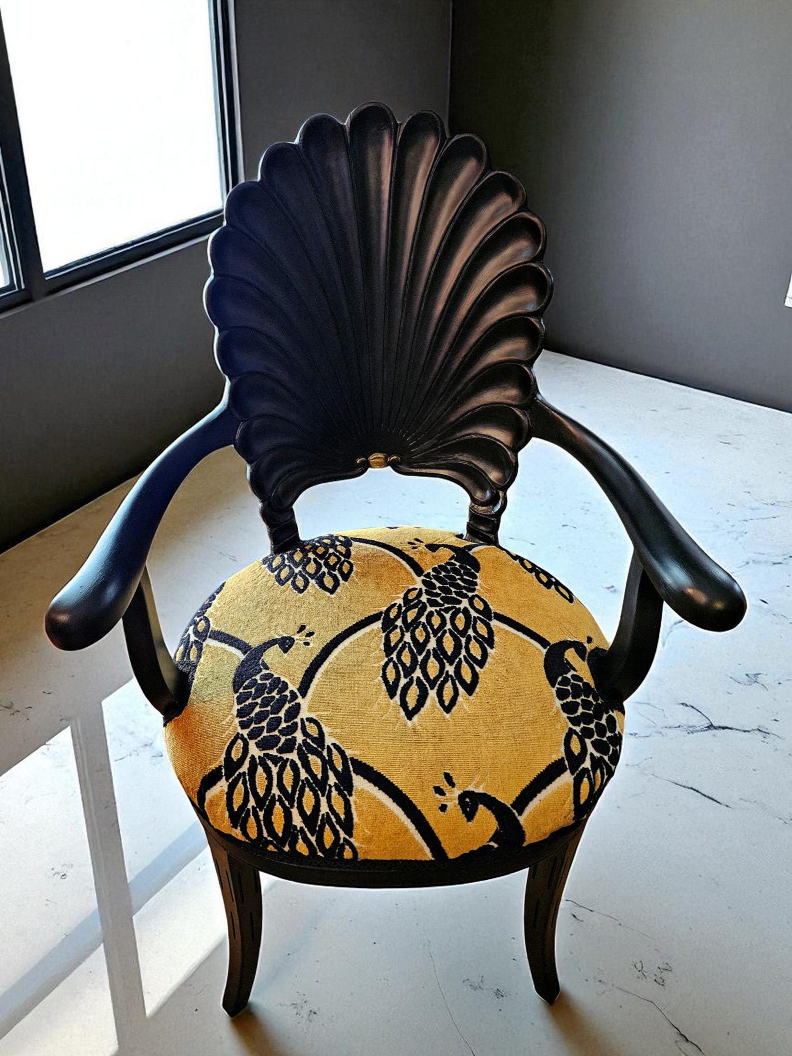 Vintage Italian Grotto Chair – Black & Gold Statement Piece / Boutique ...