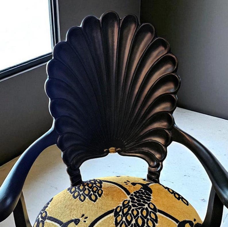 Vintage Italian Grotto Chair – Black & Gold Statement Piece / Boutique ...