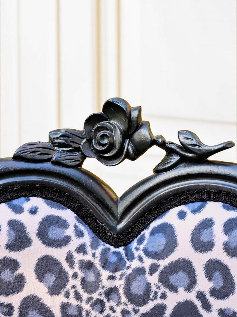 Vintage Kimball Vanity Chair – Custom Moth Embroidery & Mongolian Fur ...