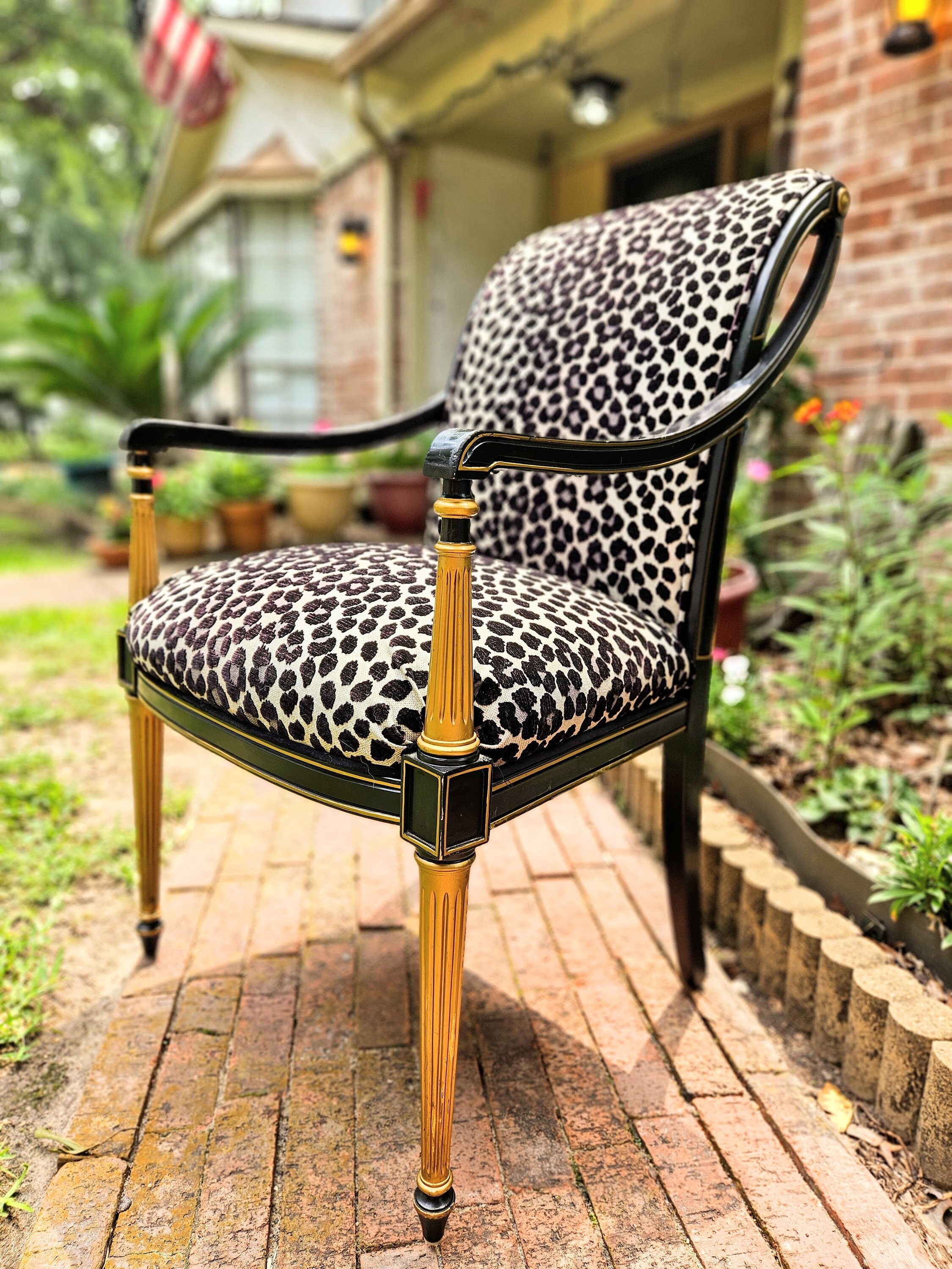 Customizable Black & Gold Leopard Print Arm Chair / Accent Chair ...