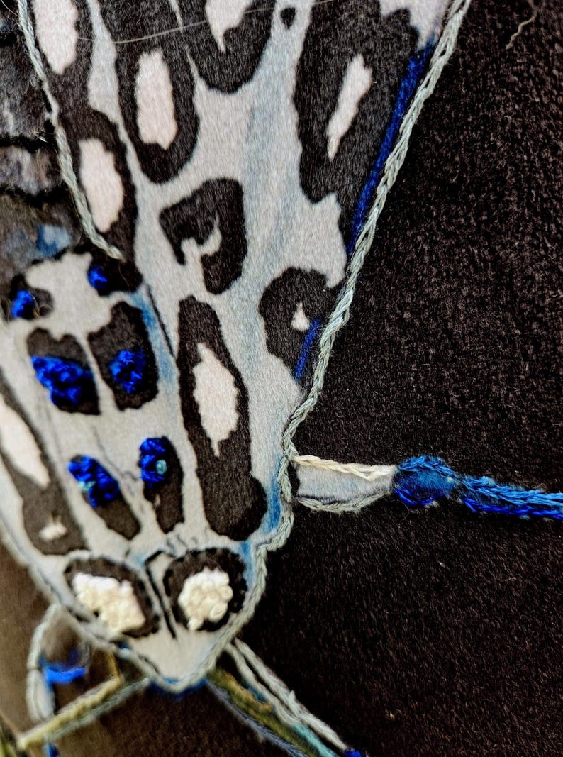 Vintage Kimball Vanity Chair – Custom Moth Embroidery & Mongolian Fur ...