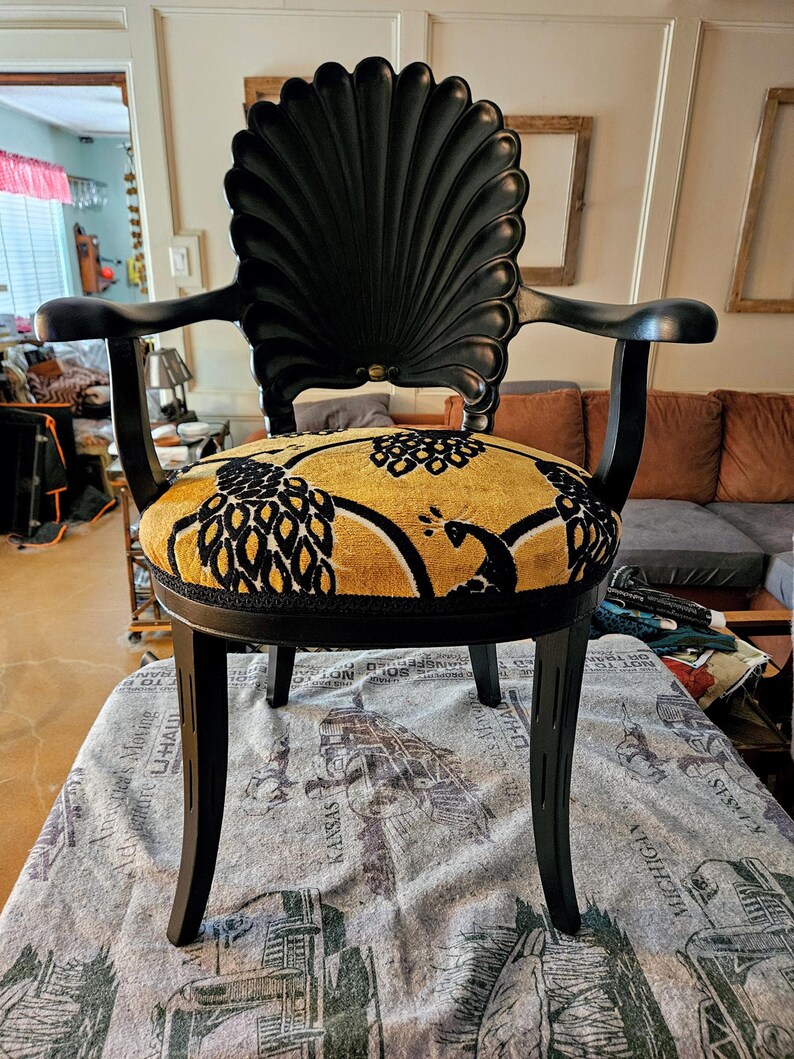 Vintage Italian Grotto Chair – Black & Gold Statement Piece / Boutique ...