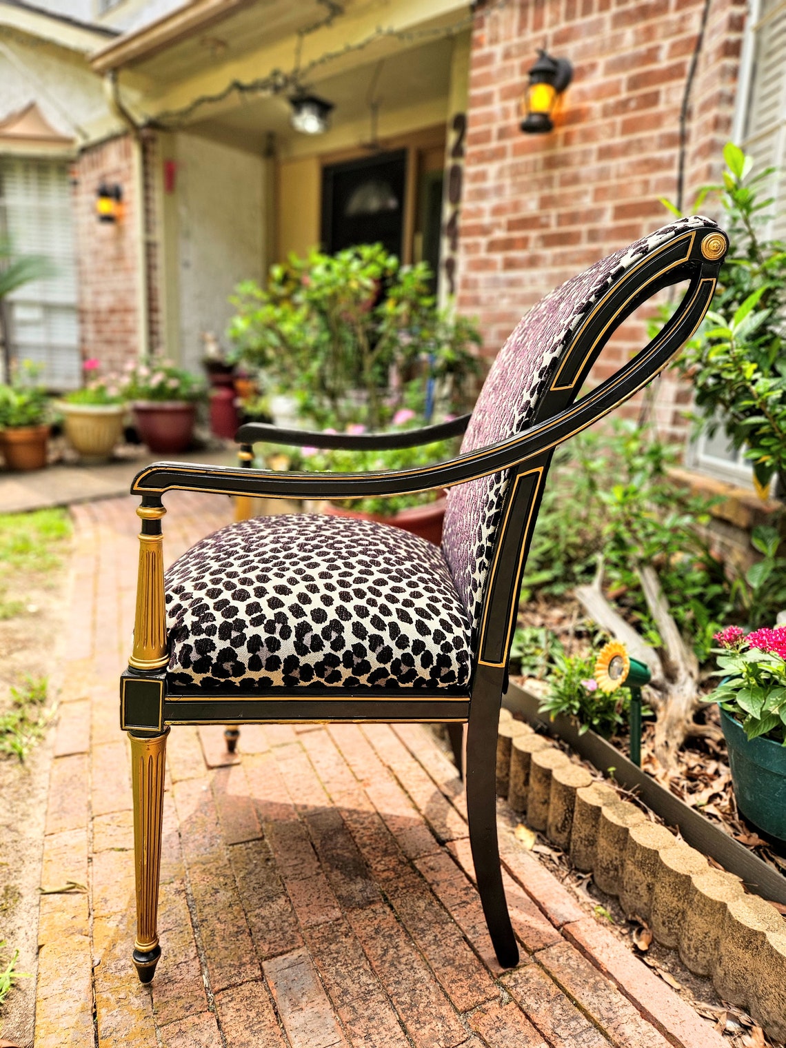 Customizable Black & Gold Leopard Print Arm Chair / Accent Chair ...