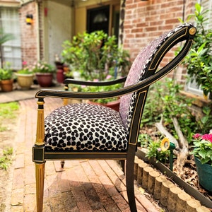 Customizable Black & Gold Leopard Print Arm Chair / Accent Chair ...